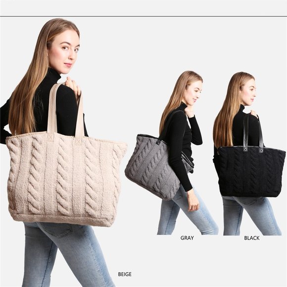 ComfyLuxe | Bags | Ps Cable Knit Pattern Luxury Soft Handbag4x2super ...